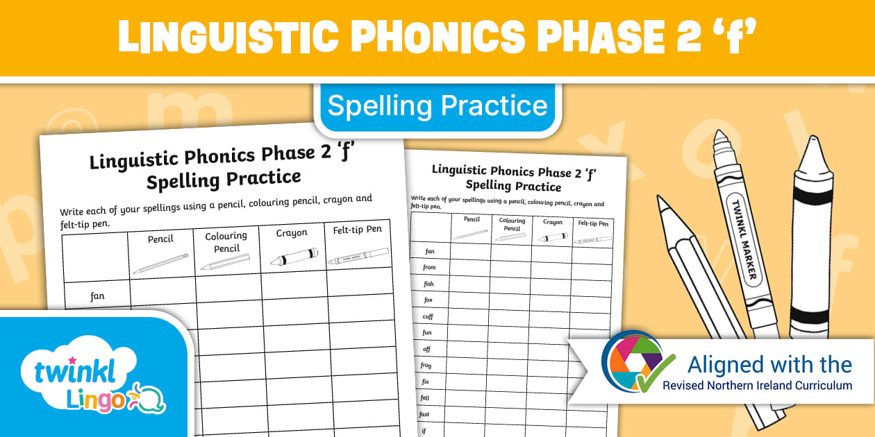 Linguistic Phonics Phase 2 'f' - Spelling Practice