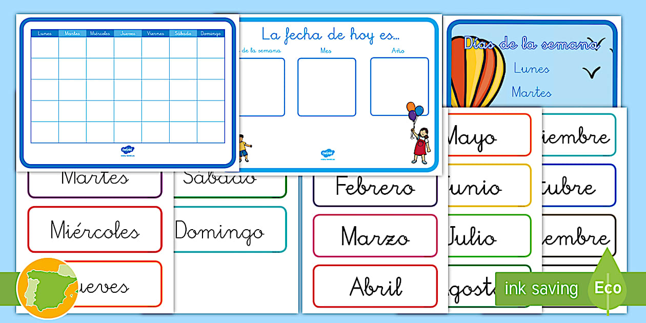 Pack: Los días de la semana y los meses del año para niños