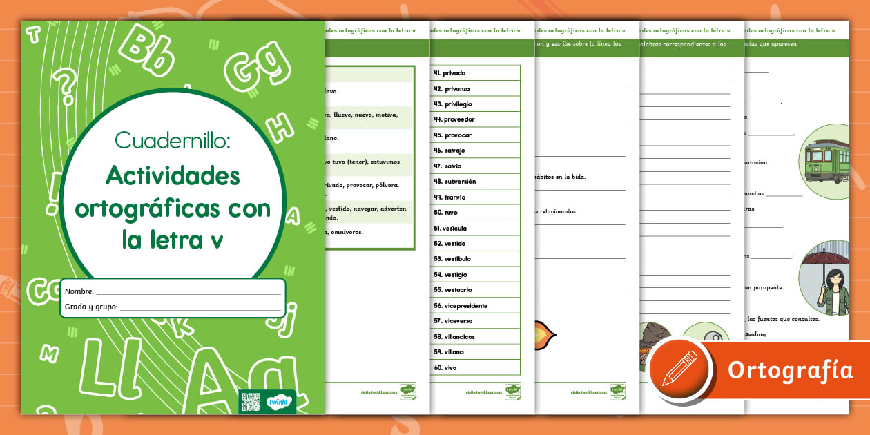 Actividades ortográficas con la letra v - Cuadernillo
