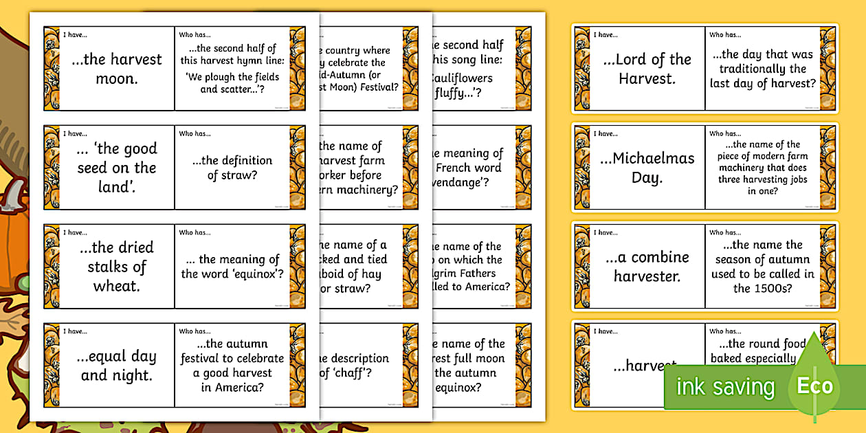 KS2 Harvest Loop Cards (teacher made) - Twinkl