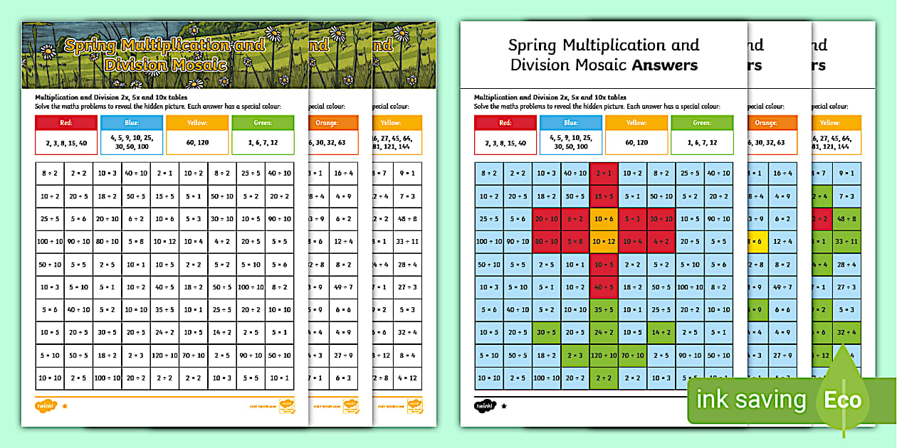 KS2 Spring-Themed Multiplication and Division Differentiated Worksheets