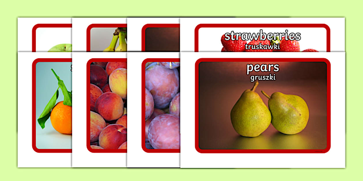 Fruit Flashcards Polish English Polish Translation-Polish-translation