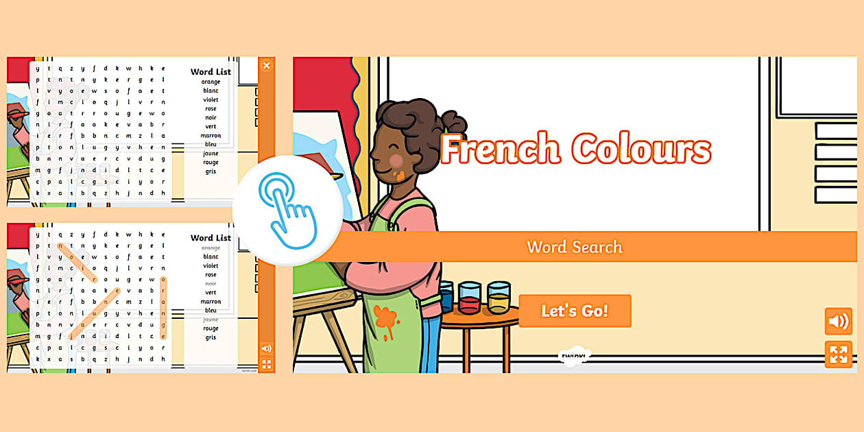 French Colours Interactive Word Search - KS1 - Twinkl