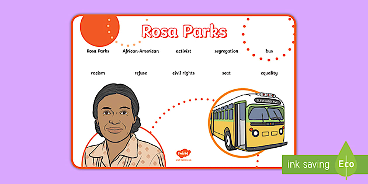 Cursive Rosa Parks Word Mat (professor feito) - Twinkl