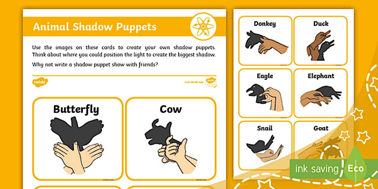 Animal Shadow Hand Puppets Cards (teacher made) - Twinkl