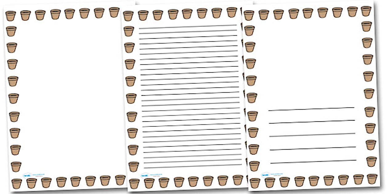 Editable Flower Pot Portrait Page Borders (teacher made)
