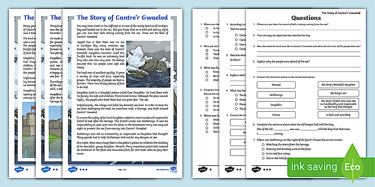Cantre'r Gwaelod Reading Comprehension (l'enseignant a fait)