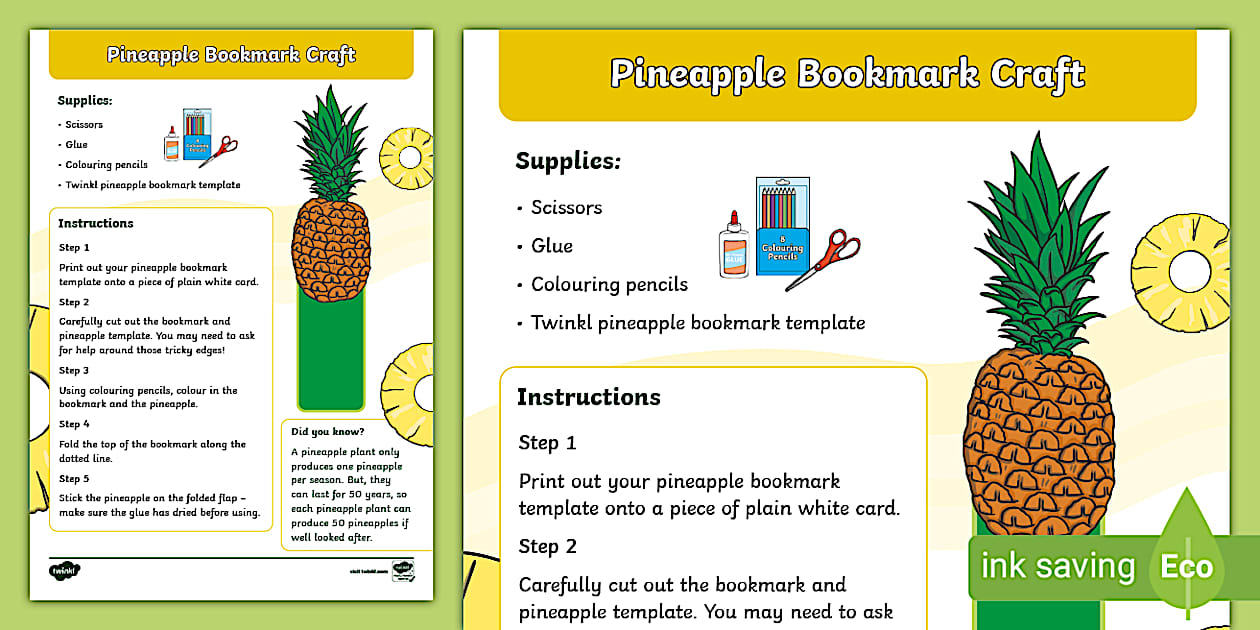 A Fun Pineapple Bookmark Craft Activity | Twinkl | KS1