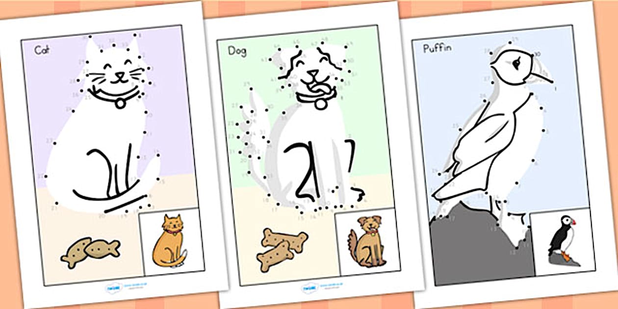 Dot to Dot Animals PDF Worksheets - Primary Resources
