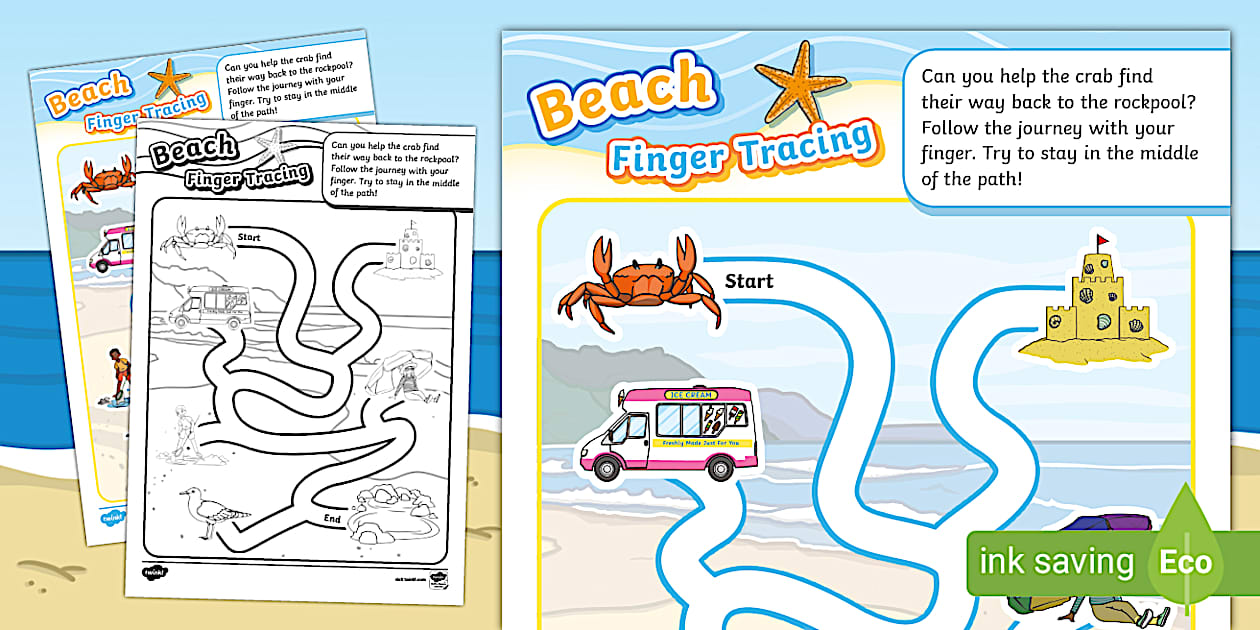 Beach Finger Tracing Activity (teacher made) - Twinkl