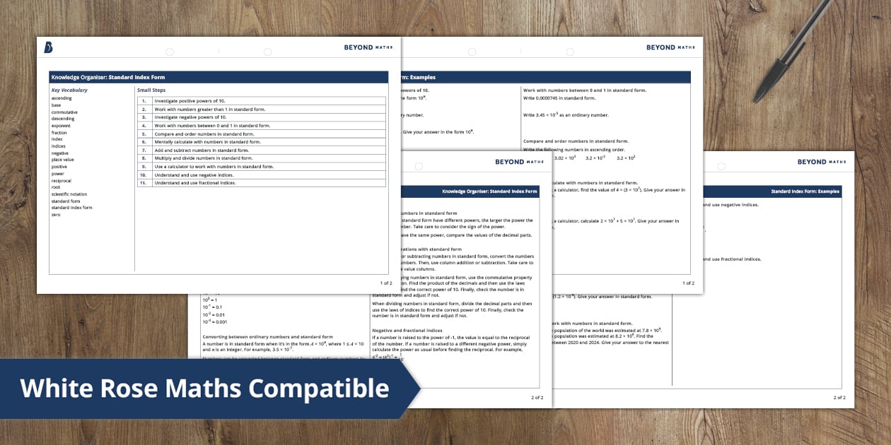👉 Standard Index Form - Knowledge Organiser - Twinkl