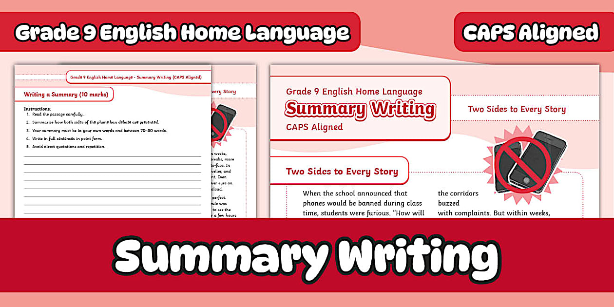 Grade 9 English Home Language - Summary Writing (CAPS Aligned)