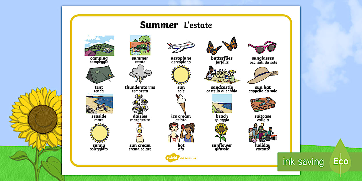 Editable Summer Word Mat English/Italian (Teacher-Made)