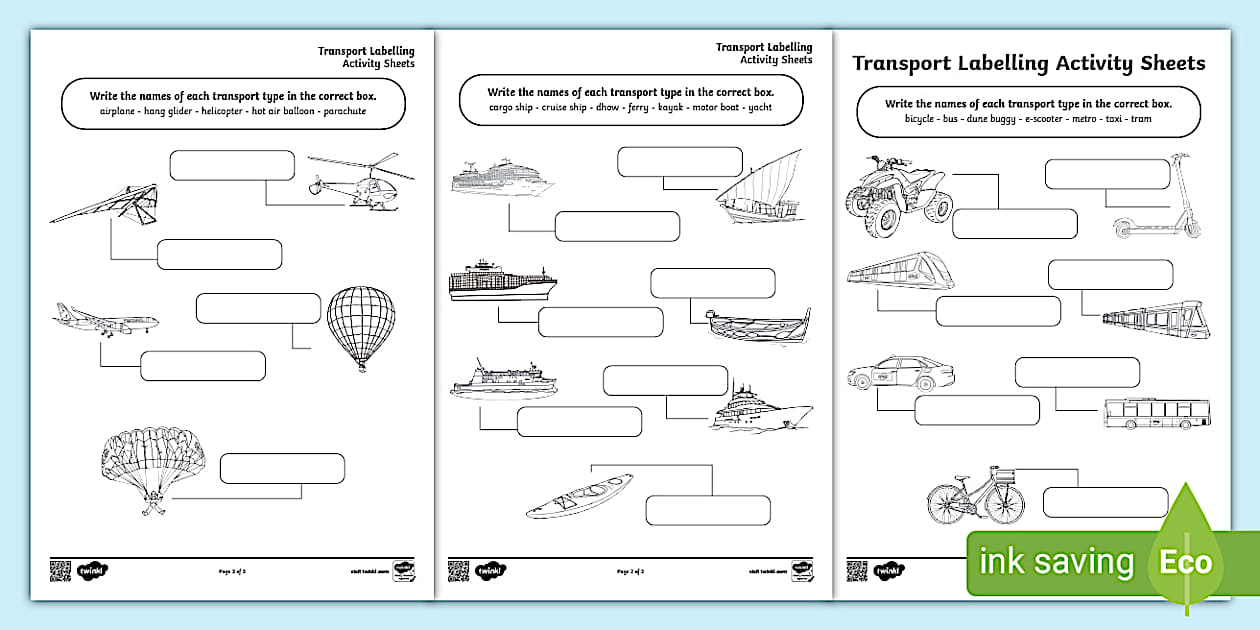 Transport Labelling Activity Sheet (teacher made) - Twinkl