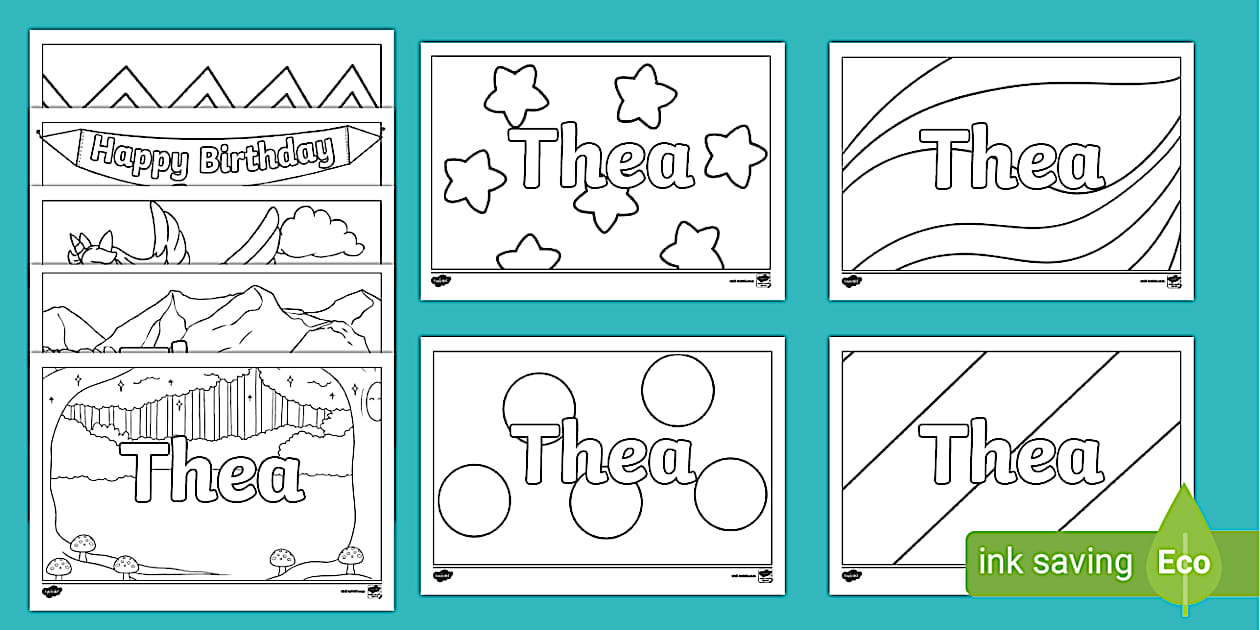 Thea Name Simple Colouring Activity Sheets | Thea Name Page