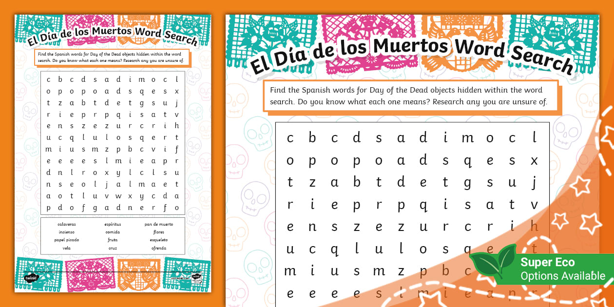 El Día de los Muertos (Day of the Dead) Word Search