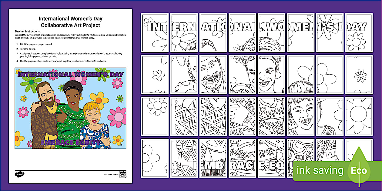 International Women's Day Collaborative Colouring: Embrace Equity