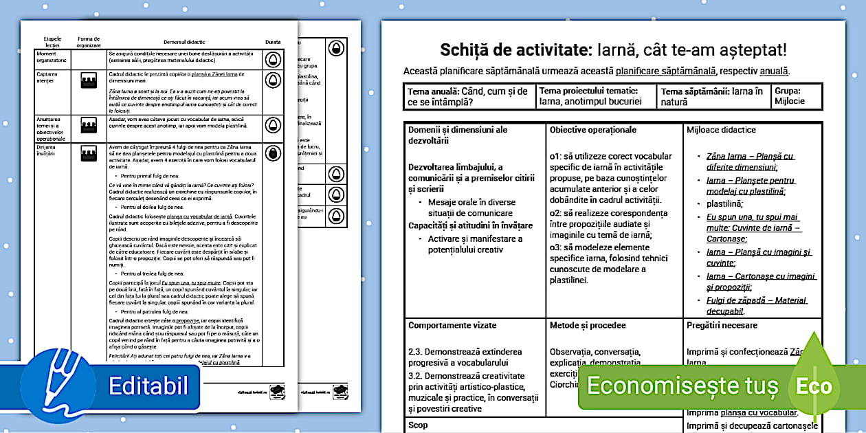 Iarnă, cât te-am așteptat – Schiță activitate grupa mijlocie