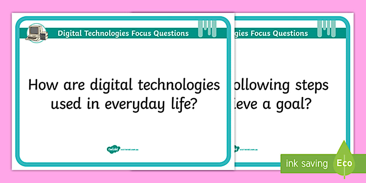 VIC Digital Technologies Focus Questions Early Stage 1 Display Posters