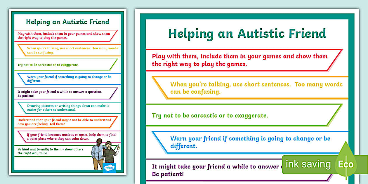 Helping an Autistic Friend Display Poster (Teacher-Made)