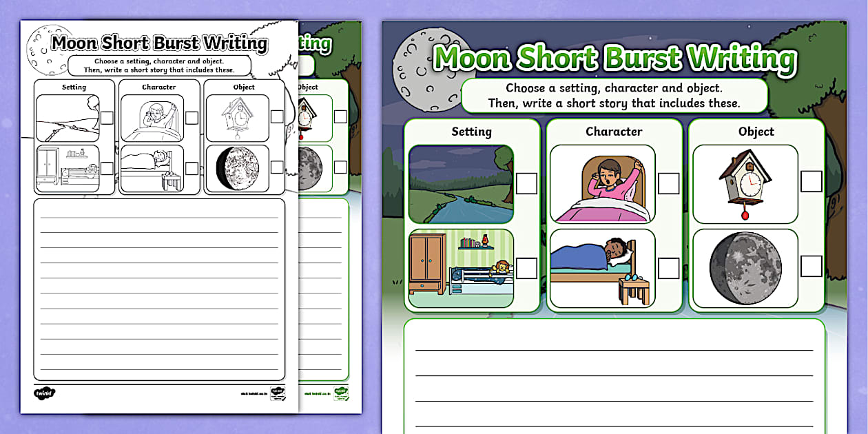 Moon Short Burst Writing Template (teacher made) - Twinkl