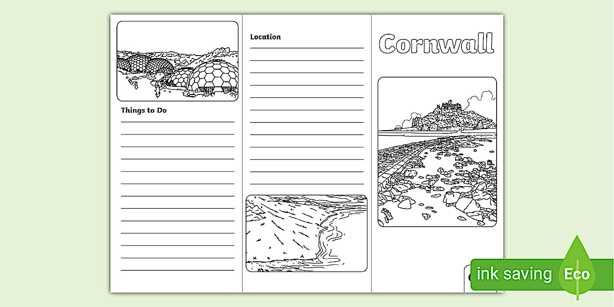 Cornwall Leaflet Template,Cornwall (teacher made) - Twinkl