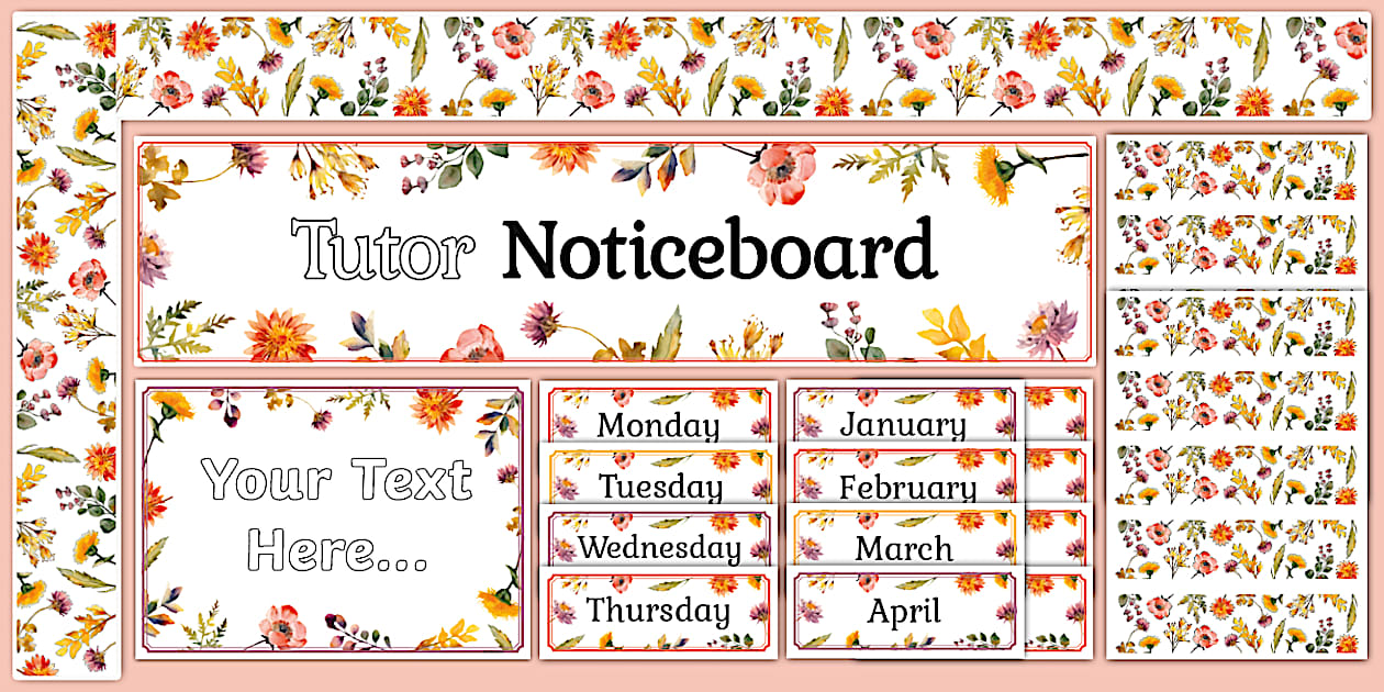 Wildflower Botanical Themed Tutor Noticeboard Display Pack