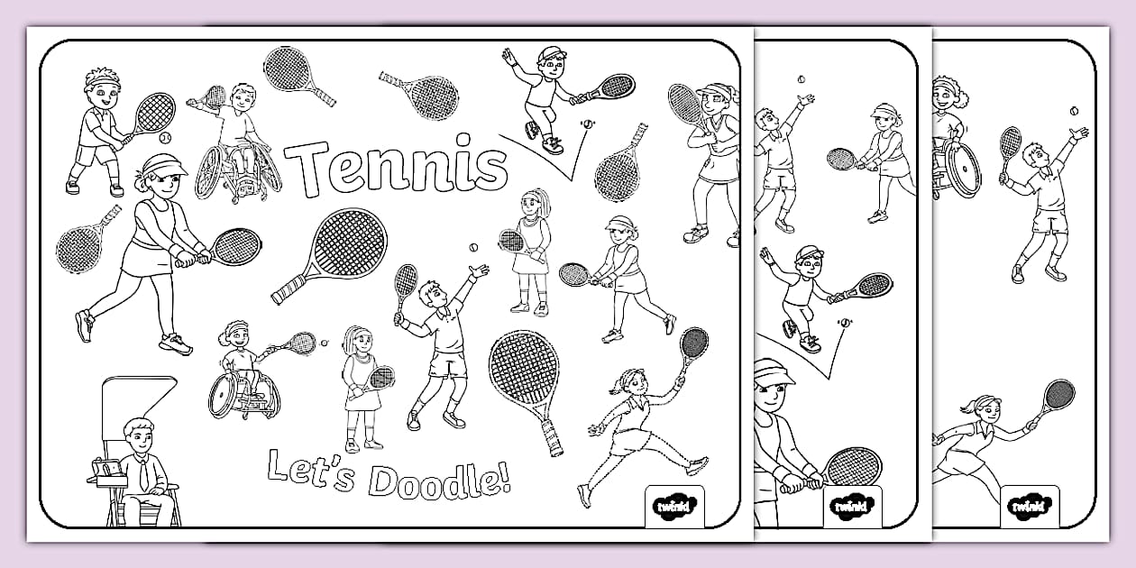 Tennis Let's Doodle Colouring Pages (Teacher-Made) - Twinkl