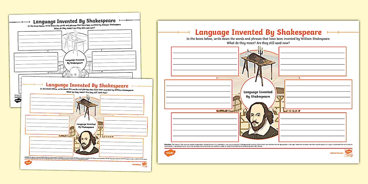 Language Invented By Shakespeare Mind Map (teacher made)