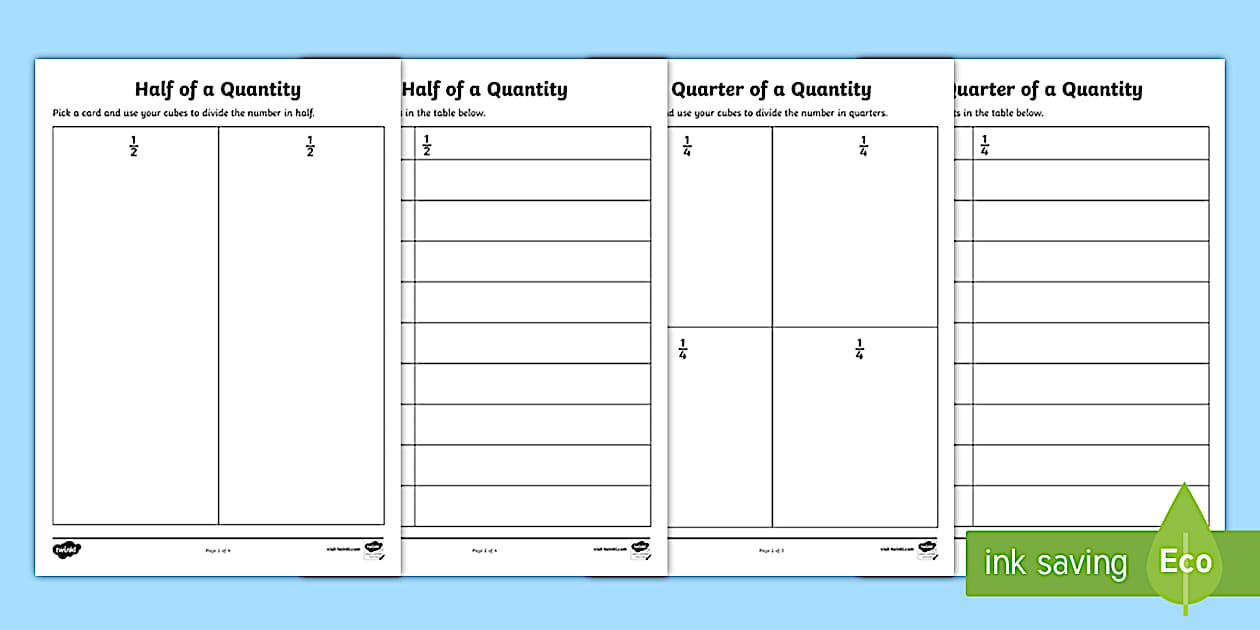 Halves and Quarters Worksheet / Worksheets (teacher made)