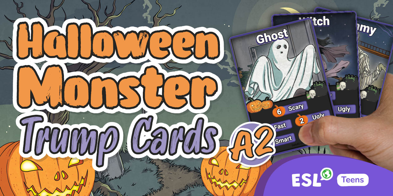 ESL Halloween Monster Trump Cards for Teens (teacher made)
