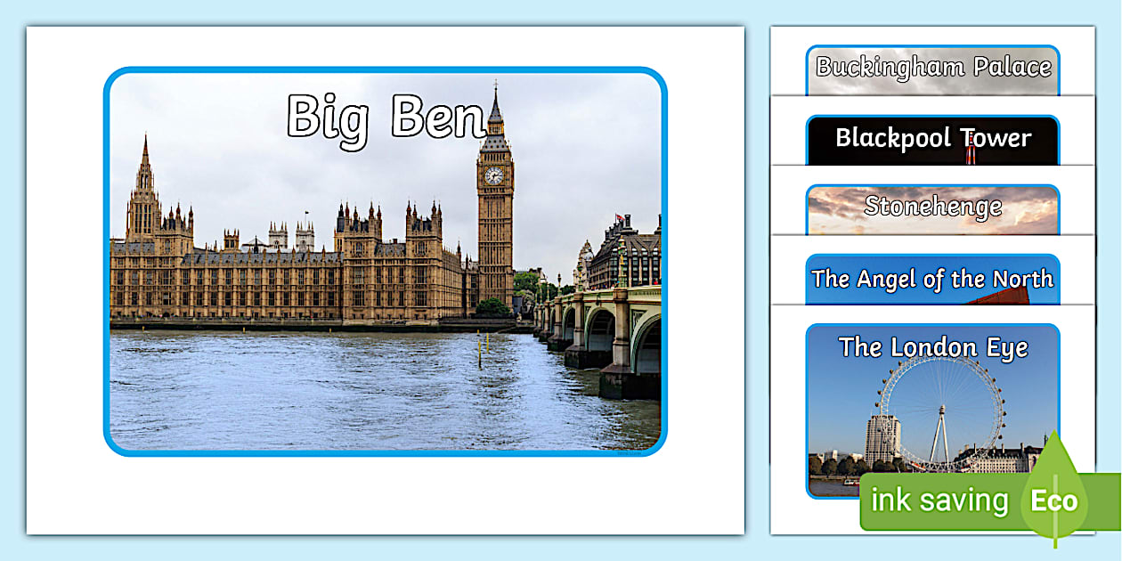 English Landmarks Display Photos - Twinkl - Geography