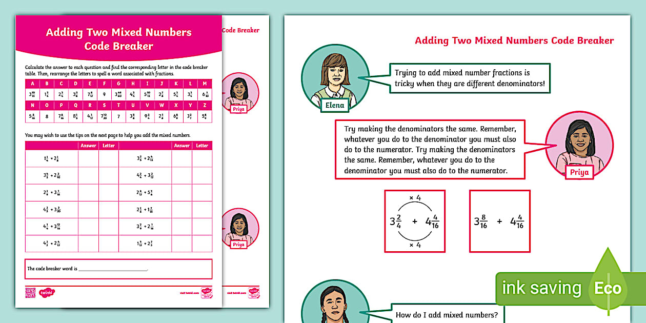 👉 Adding Mixed Number Fractions Treasure Hunt - Twinkl