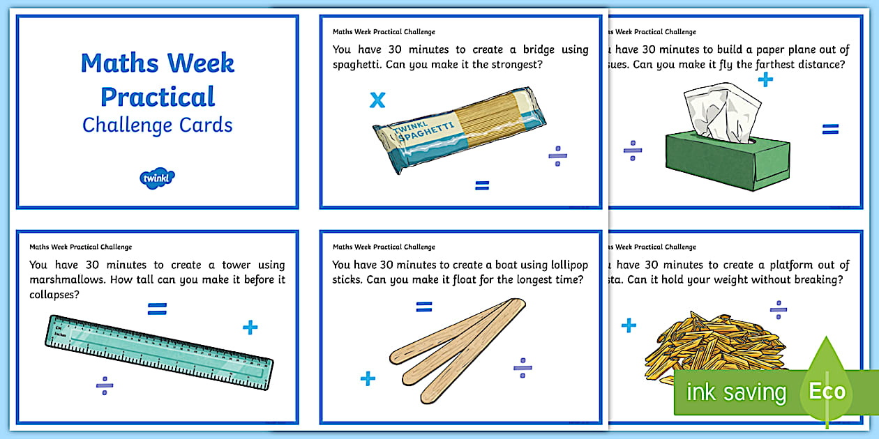 Editable Maths Week Practical Challenge Cards - Twinkl