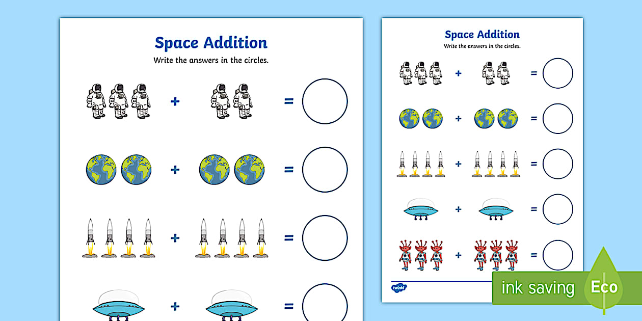 Space Addition Sheet (teacher made) - Twinkl