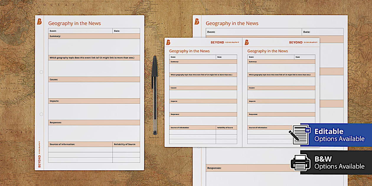 Geography in the News Template | Beyond (teacher made)