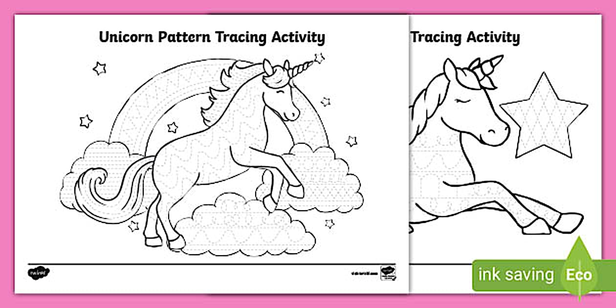 Lower Ability Unicorn Pattern Tracing Activity - Twinkl