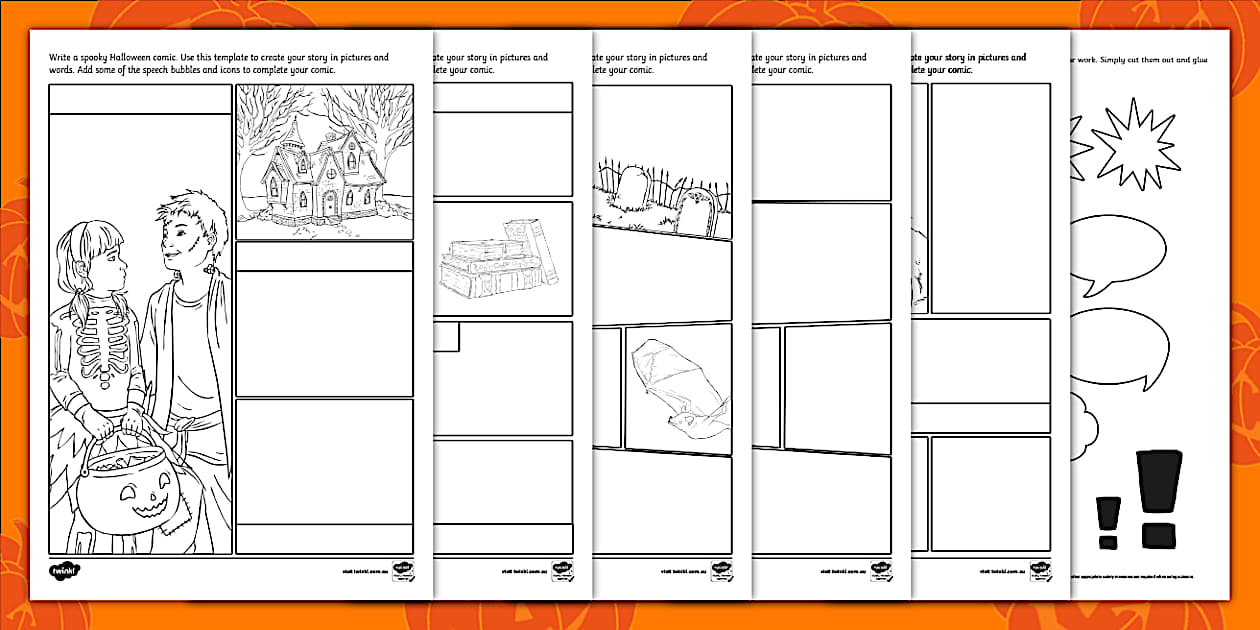 Halloween Spooky Comic Writing Templates (teacher made)
