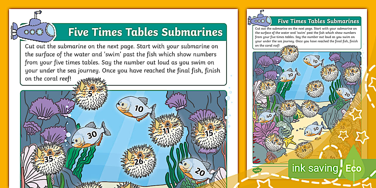 Five Times Tables Submarines (teacher made) - Twinkl