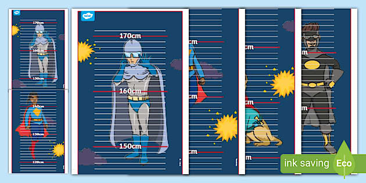 Superhero Themed Height Chart Display Poster (teacher made)