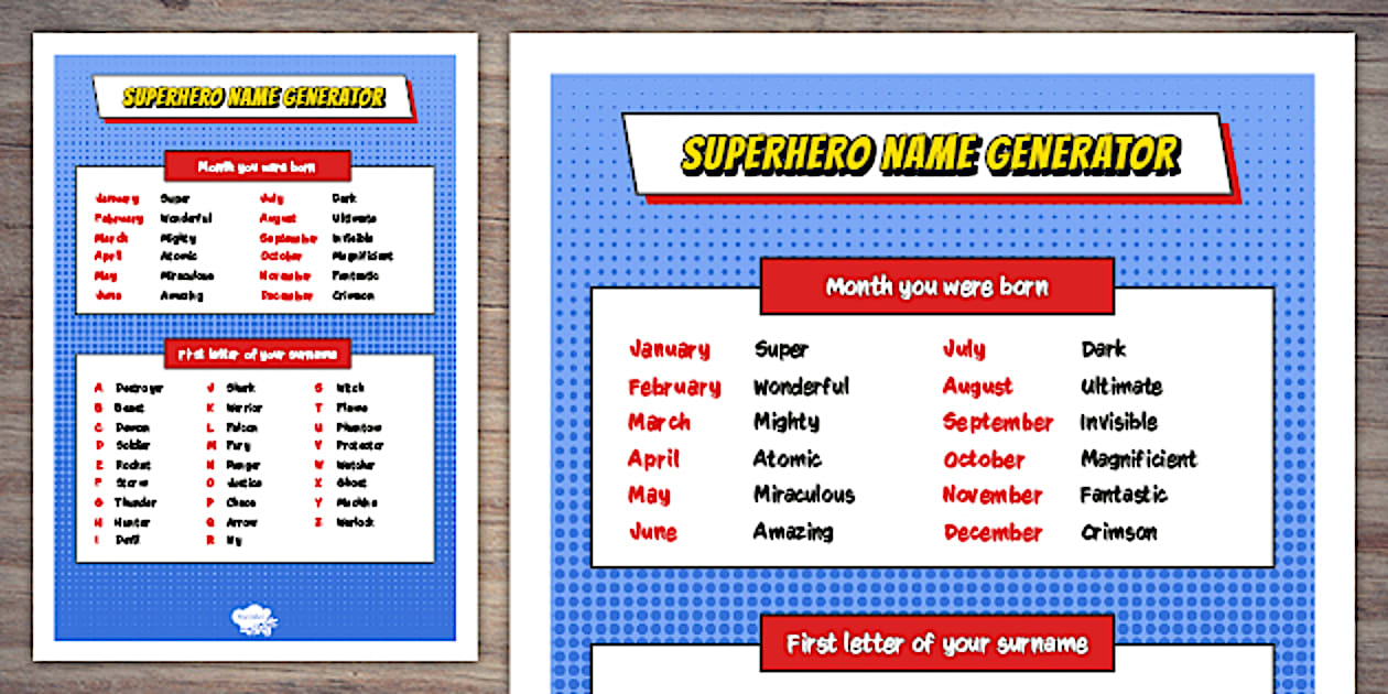 Superhero Name Generator | Twinkl Party (teacher made)