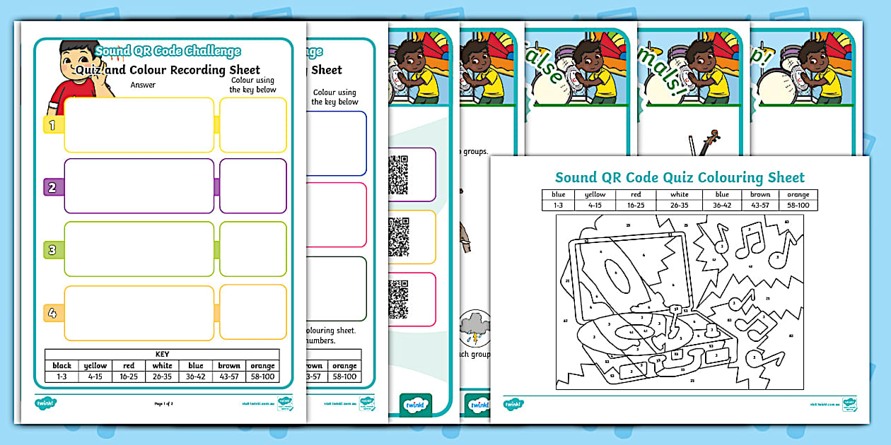 Sound Quiz and Colour QR Codes Challenge (teacher made)