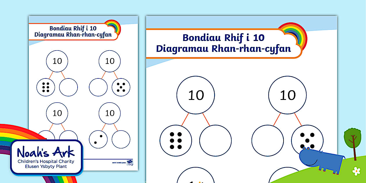 FREE! - Gweithgaredd Diagramau Rhan-rhan-cyfan Bondiau Rhif i 10