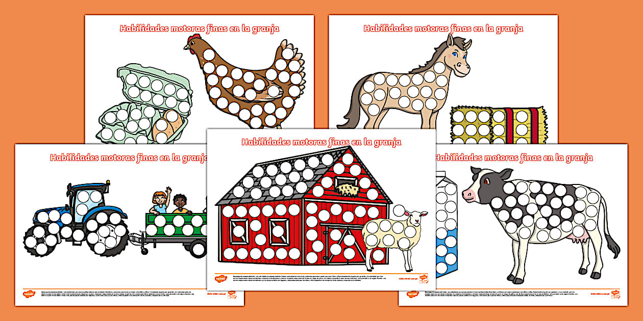 Actividad de habilidades de motora fina de granja - Twinkl