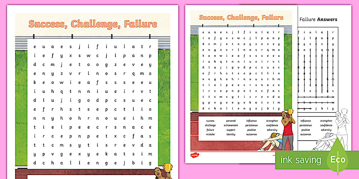 Success, Challenge, Failure Word Search (Teacher-Made)