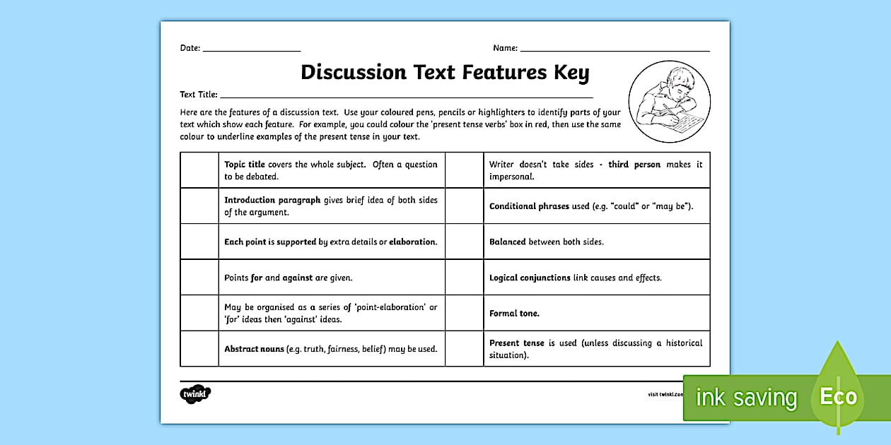 KS2 Features of a Discussion Text Checklist - Twinkl