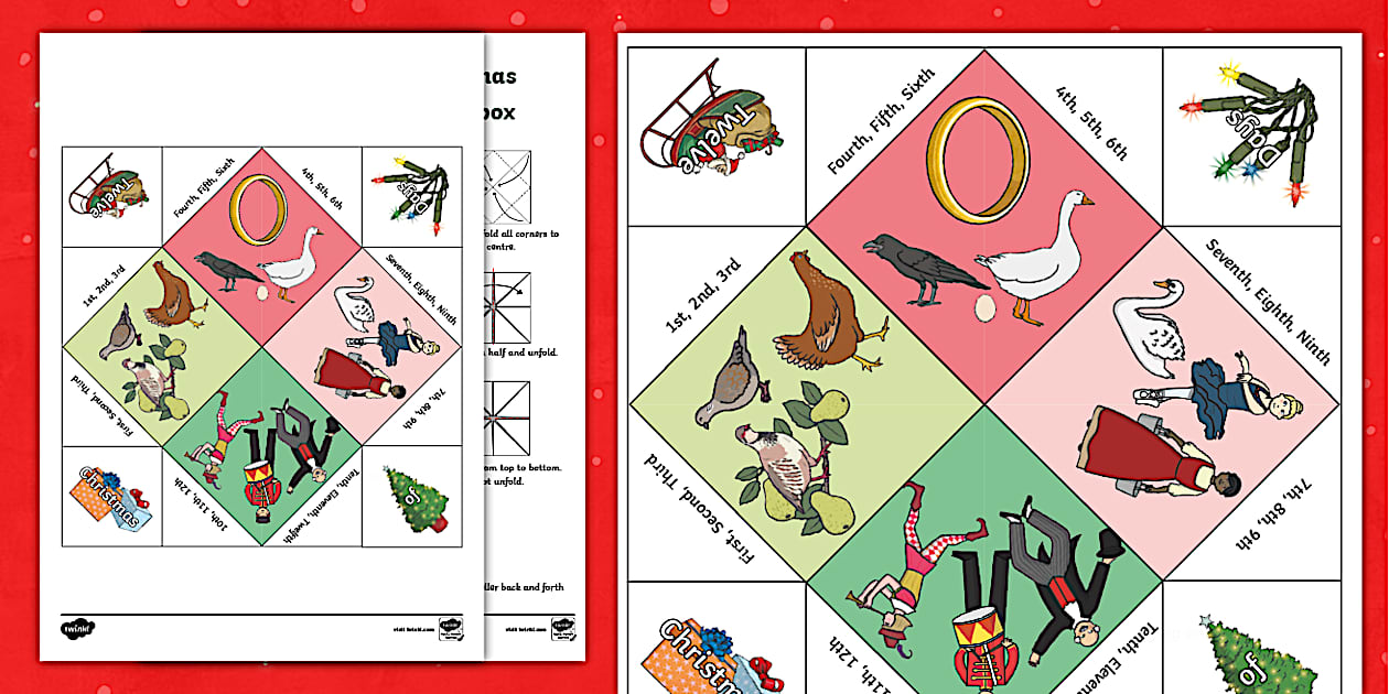 12 Days of Christmas Fortune Teller Chatterbox Template
