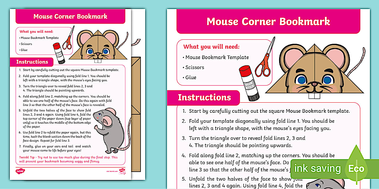 Mouse Bookmark Craft Activity (teacher made) - Twinkl