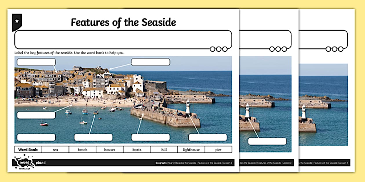 Features of the Seaside Differentiated Worksheets - Twinkl