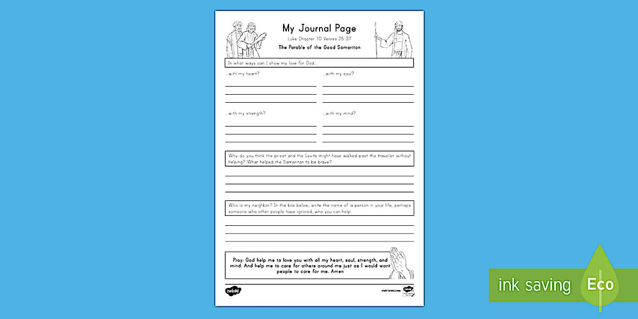 The Good Samaritan Journal Writing Worksheet (Teacher-Made)
